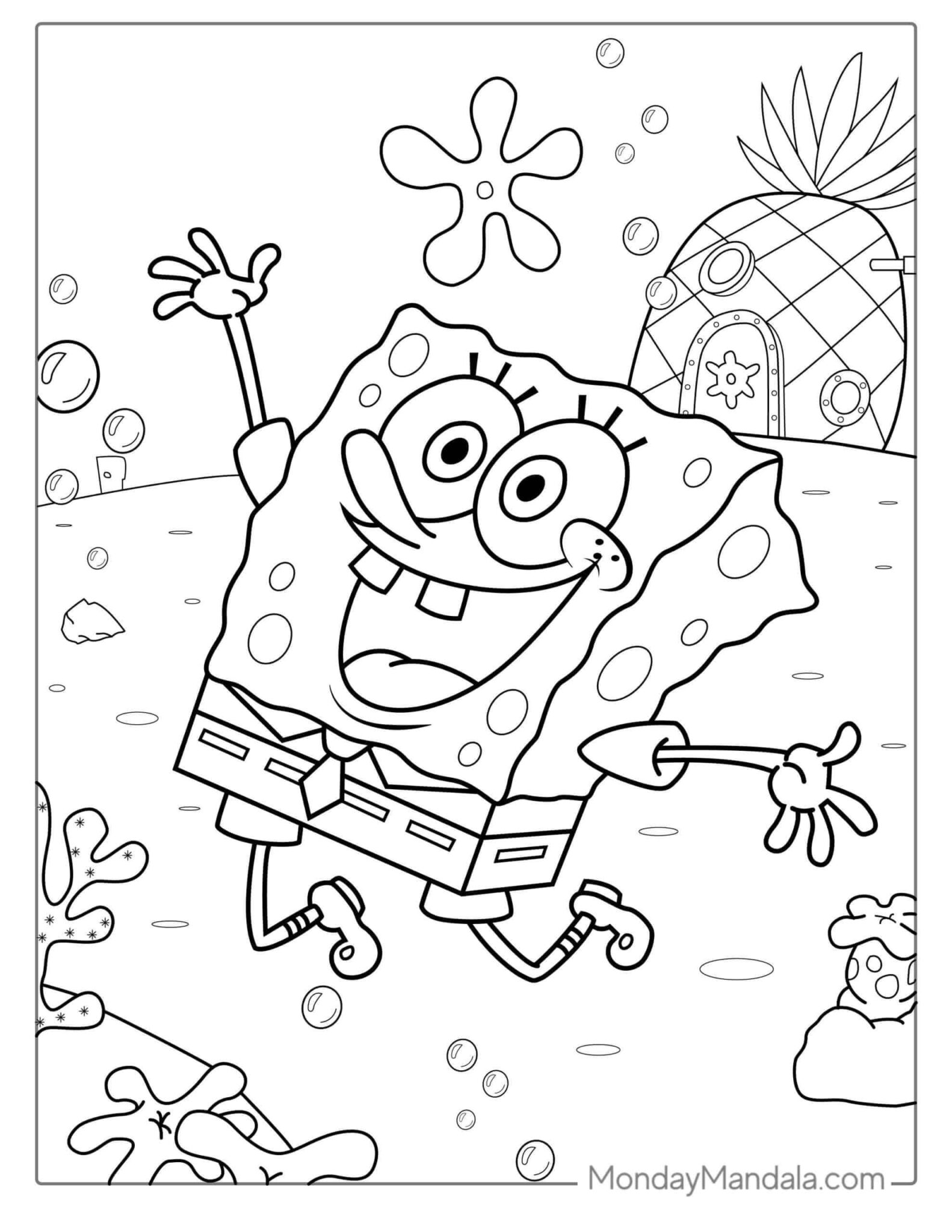 50 Gambar Mewarnai Spongebob, Patrick, Squidward Lucu (Gratis)