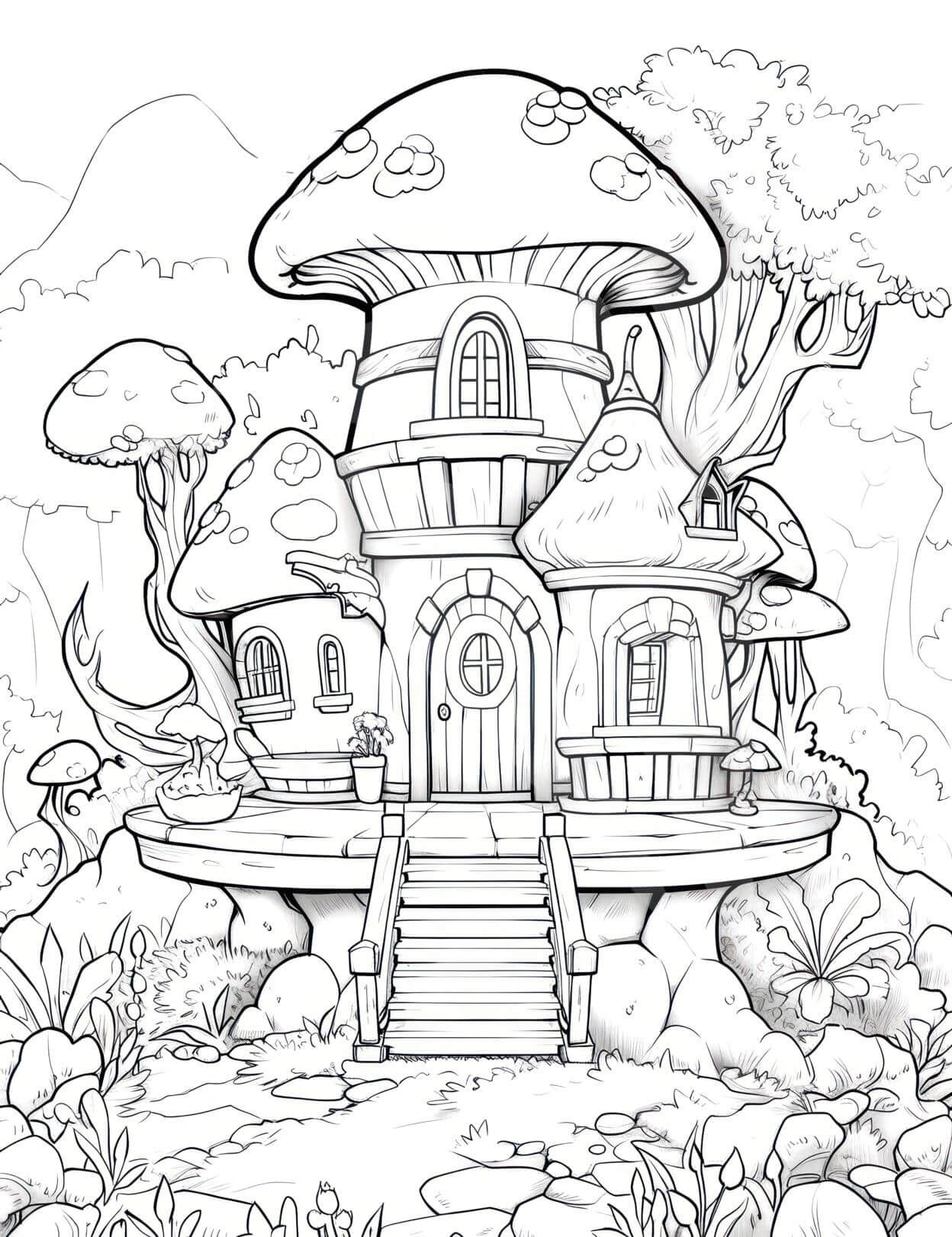 30+ Gambar Mewarnai Rumah Jamur (Mudah & Estetik)