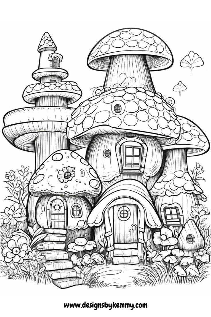 30+ Gambar Mewarnai Rumah Jamur (Mudah & Estetik)