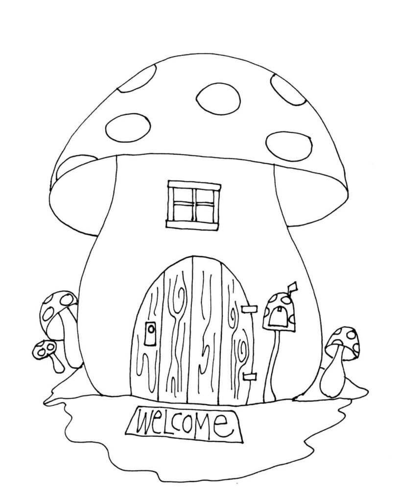 30+ Gambar Mewarnai Rumah Jamur (Mudah & Estetik)